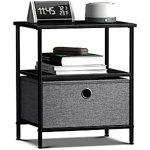 Sorbus Nightstand 2-Drawer Shelf Storage - Bedside Furniture & End Table Chest Dresser with Steel Frame, Wood Top & Easy Pull Fabric Bins for Home, Bedroom, Closets, Bathroom, Office & College Dorm