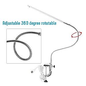 Sonew Desk Lamp, USB Tattoo Beauty Lamp with Clamp Adjustable LED Table Lamps for Manicure Reading Eyelash Extension Eyebrow Tattoo Manicure - 8w, 48pcs Lamp Bead(Silver)