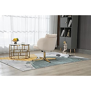 Wycian Kitchen Counter Height Chairs, Dining Chair Seat Polyester Foam Beige Adjustable Swivel Seat Height 15.75-52.5" for Living Room Bedroom 1PC