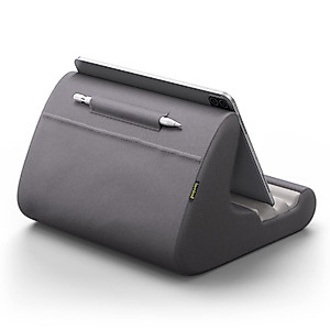 Lamicall Tablet Stand, Tablet Pillow Holder - Soft Pad for Bed, Lap Tablet Dock with Stylus Mount & Pocket, for iPad Pro 12.9, Air, Mini, Kindle, Galaxy Tab and 4-13" Tablet, Dark Grey