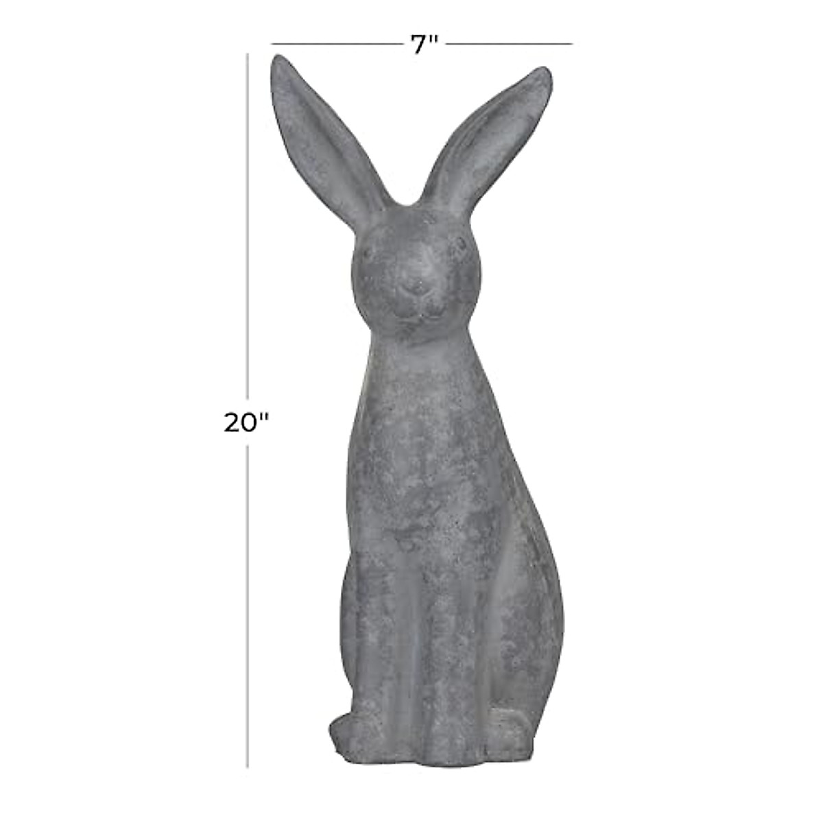 Deco 79 Polystone Rabbit Decorative Garden Sculpture Indoor Outdoor Garden Statue, Outdoor Sculpture 7" x 8" x 20", Gray