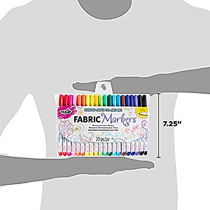 Tulip Permanent Nontoxic Fabric Markers, 20 Pack, Multicolor