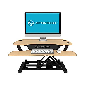 Power Pro Electric Height-Adjustable Desk Riser by VersaTables | USA Manufactured | Standing Desk Converter | Sit to Stand Desktop with Keyboard + Mouse Tray | 36"x 24" | Black