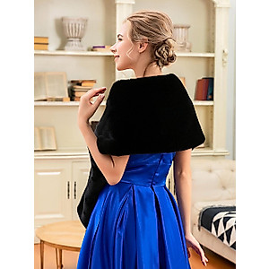 Unicra Women's Wedding Faux Fur Shawls and Wraps Bridal Fur Scarf Stoles with Rhinestones Brooch for Bride and Bridesmaids