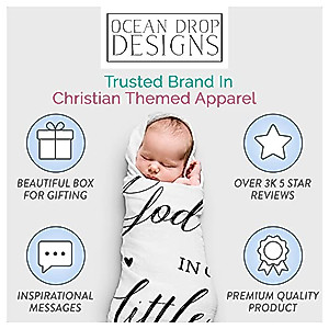 Ocean Drop 100% Cotton Muslin Swaddle Baby Blanket - God’s Grace’ Quote with Gift Box for Baptism, Christening Gift, Godson, Goddaughter, Neutral, Baby Shower – Super Soft, Breathable, Large 47x47”