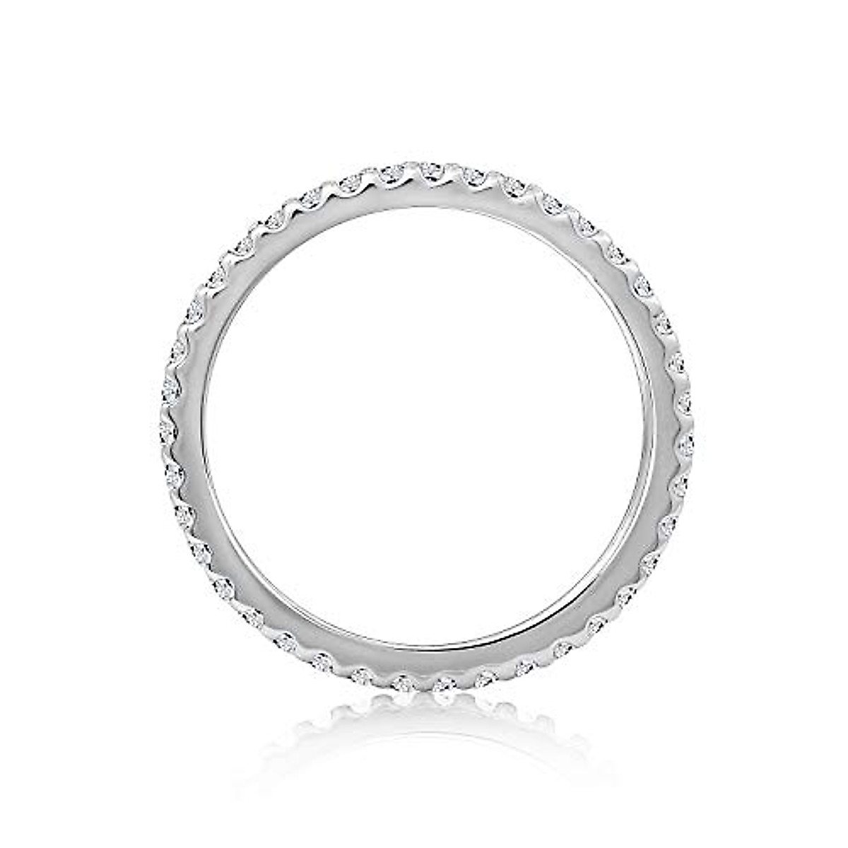 Amazon Essentials Platinum-Plated Sterling Silver Infinite Elements Cubic Zirconia Clear Round Cut Eternity Band Ring, Size 7, (previously Amazon Collection)