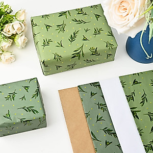 Bolsome 50 Sheets 20x14in Olive Leaf Tissue Paper, Green Wrap Tissue, Greenery Bontanical Tissue Paper for Boho Vibe Gift Bags Boho Plant Tissue for Baby Shower Birthday Wedding Party DIY Craft