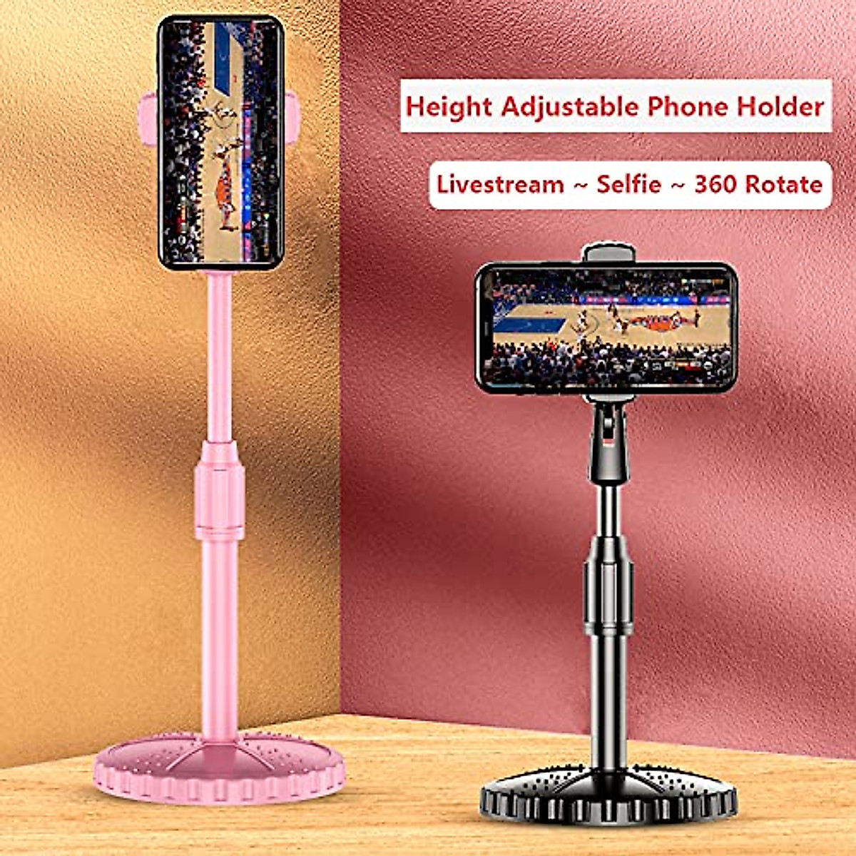 Phone Holder for Desk,Angle Height Adjustable 360 Rotation Cell Phone Stand(Black)