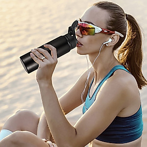 CHENGU 10 Pcs Aluminum Water Bottle 24oz Aluminum Reusable Bottles Lightweight Snap Lid Sports Water Multipack Easy Carry Leak Proof Travel for Gym Camping Hiking Outdoor Fishing (Black)