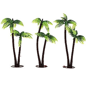 Amosfun 3Pcs Plastic Coconut Palm Tree Miniature Plant Pots Bonsai Craft Micro Landscape DIY Decor for Friends