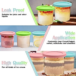 ZOCONE 6 Pack Ice Cream Pint Containers and Lid Compatible with Ninja Creami XSKPLID2CD NC299AMZ NC300 NC301 Series Ice Cream Maker, Airtight, Dishwasher Safe, BPA-Free Ice Cream Containers