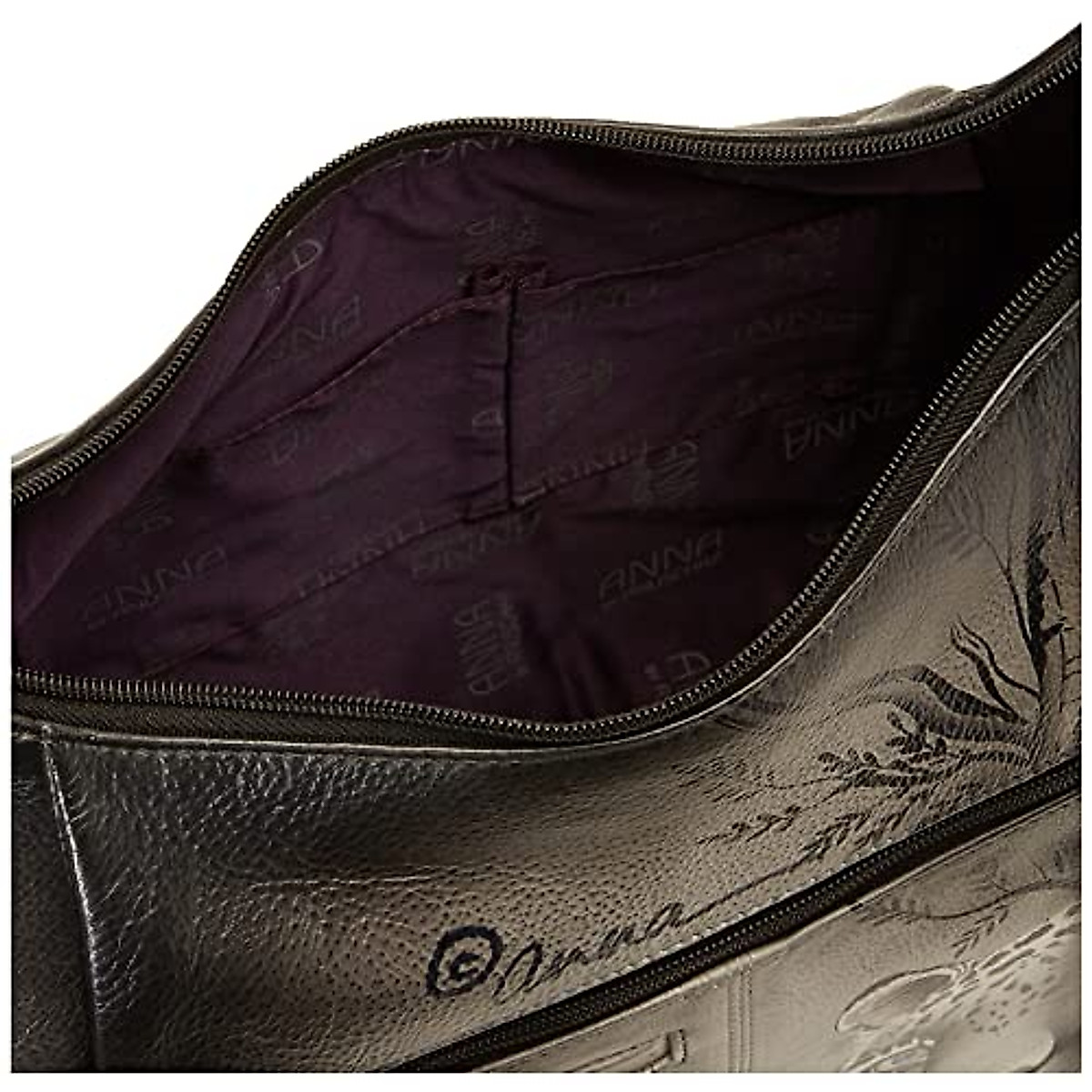 Anna by Anuschka Hand Painted Leather Women's Large Multi Pocket HOBO, African Leopard