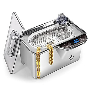 LifeBasis Ultrasonic Cleaner, Professional Ultrasonic Jewelry Cleaner 20 Ounces (600ML) with Digital Timer, Watch Holder Ultrasonic Glasses Cleaner for Rings, Coins, Watches, Dentures, Silver