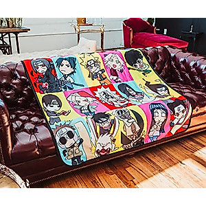 Naruto: Shippuden Character Collage Fleece Throw Blanket With Sherpa Backing | Plush Soft Cover For Sofa and Bed