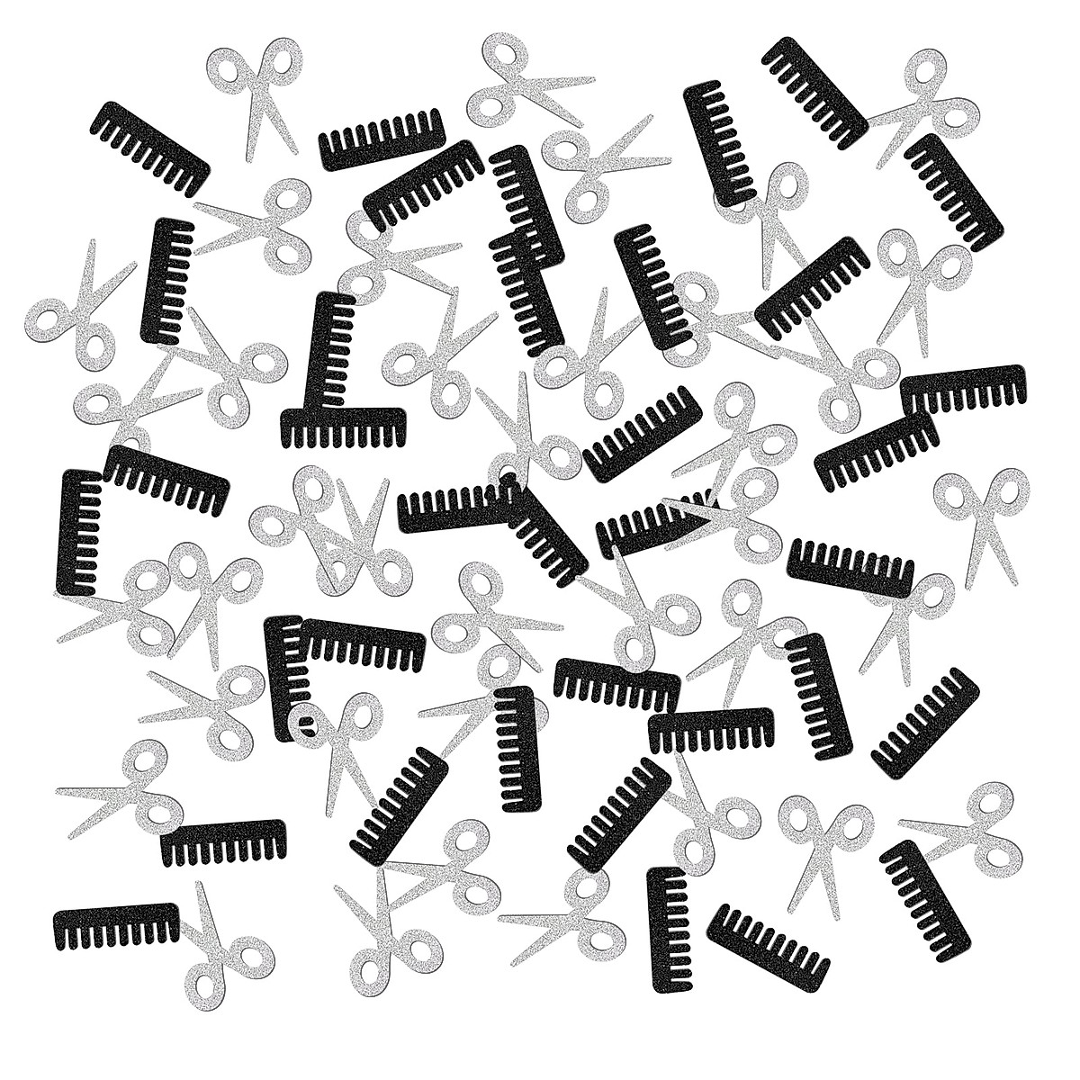 Barber Theme Confetti Silver Black Glitter, Haircut Salon Table Confetti, Makeup Paper Scatter, Hairstylist Haircut Salon Birthday Party Table Decorations Confetti, 120pcs