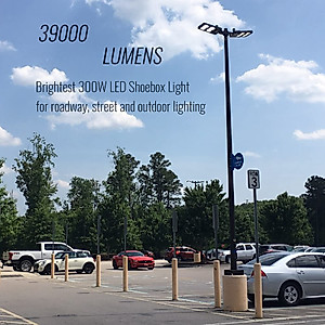 LED Parking Lot Lights 300W Shoebox Light for Round Pole in Street 39000lm AC100-277V for Path Garden and Outdoor Places Area Light IP65 Waterproof (300W)