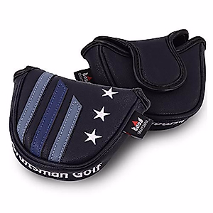 Craftsman Golf Blue Strips Mallet Putter Cover Magnetic Closure (Heel Shaft)