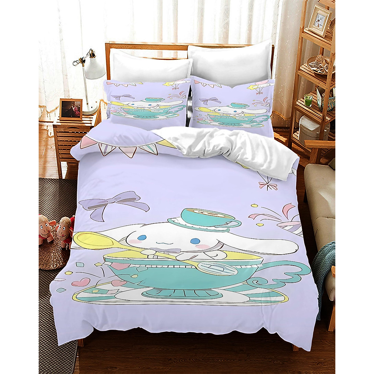 EIANLAI Printed Duvet Quilt Cover Super Bedding Bed Set Cute Dog Soft Comforter Microfiber with Zipper Closure Great Match with Any Home Decor(1 Duvet Cover & 2 Pillowcases)-Twin