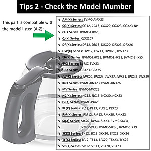 BESBARISTA 12-Cup Glass Replacement Carafe for Mr. Coffee Model #SK12, SK13, EHX23, JWX31, SJX23, SJX39 (Black, Replaces PLD12-RB)