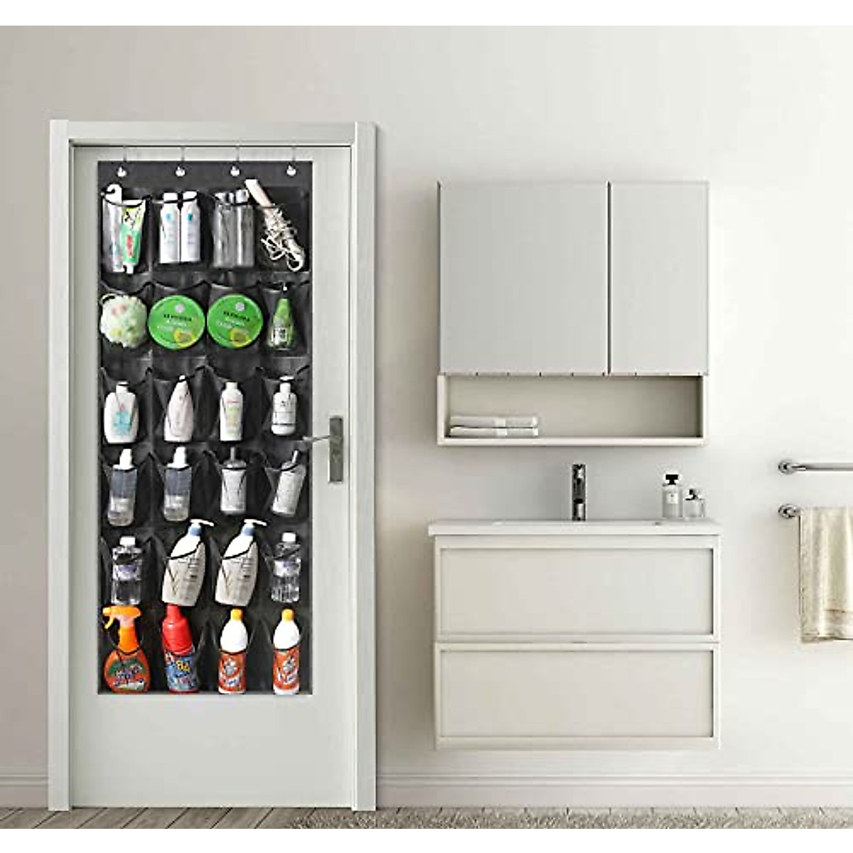 SLEEPING LAMB 24 Large Mesh Pockets Over The Door Shoe Rack Breathable Hanging Shoe Organizer for Closet, Door Shoe Holder for Men Sneaker, Black