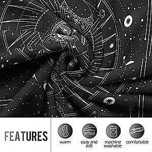 Levens Moon and Sun Blanket Gifts for Women Girls Mom, Space Psychedelic Decoration for Home Bedroom Living Room Office Dorm, Soft Comfort Lightweight Throw Blankets Black 50"x60"