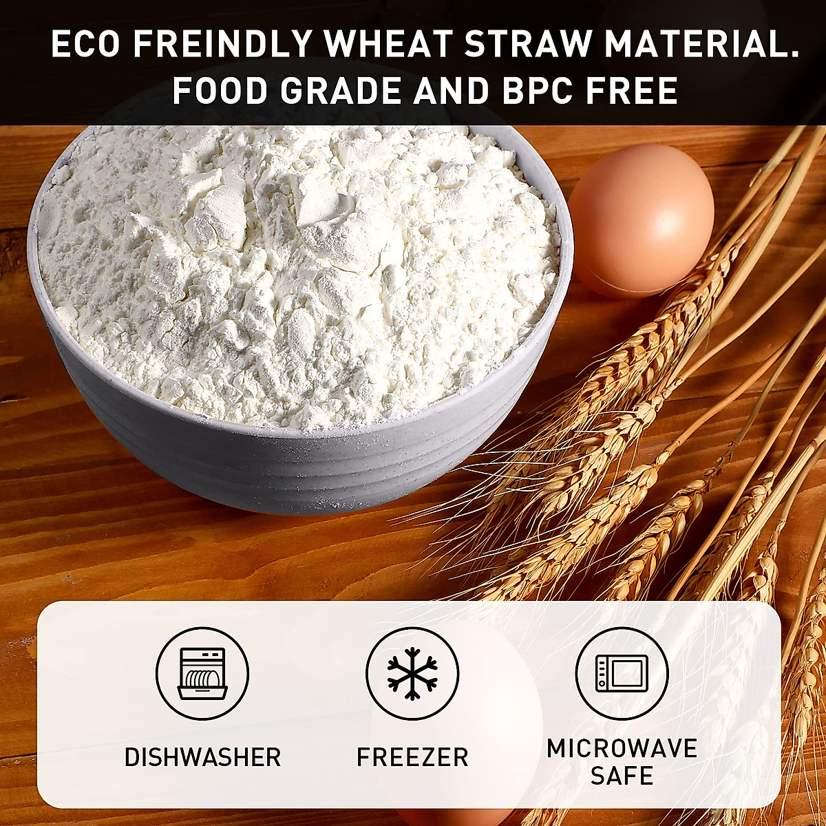 18 Pcs Unbreakable Cereal Bowls 24 Oz Microwave and Dishwasher Safe Wheat Straw Fiber Lightweight Bowl Soup Bowls Microwavable Kitchen Bowls for Serving Salad Rice Pasta Dishes Oatmeal (Gray)