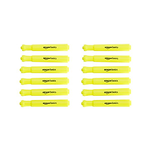 Amazon Basics Tank Style Highlighters - Chisel Tip, Yellow, 12-Pack