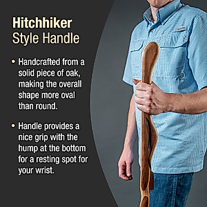 Brazos Handcrafted Wood Walking Stick, Twisted Oak, Hitchhiker Style Handle, for Men & Women, Made in the USA, Red, 48"