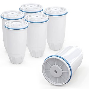 Water Filter Replacement Compatible with Zero Pitcher and Dispenser ZR-001 ZR-017 ZR-004 ZP-006 ZD-013 ZS-008, Multi-Stage Filter System, Reduce Lead, Chromium, and PFOA/PFOS, Pack of 6