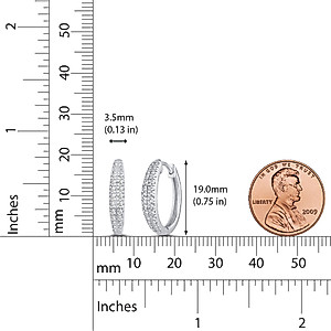 1/2 Cttw Diamond Double Row Hoop Earrings set in 925 Sterling Silver