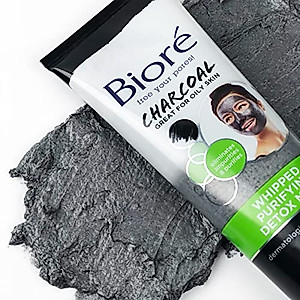 Biore Charcoal Whipped Purifying Detox Mask, with Natural Charcoal, Deep Pore Cleansing, 4 Ounce, Dermatologist Tested, Non-Comedogenic, Oil Free