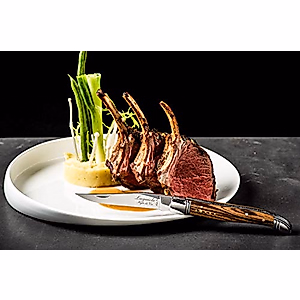 Laguiole Style de Vie pocket knife with sharpening steel, leather pouch and giftbox, zebranowood