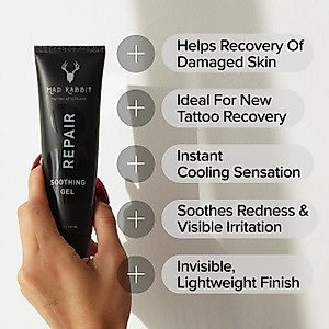 Mad Rabbit Tattoo Aftercare Soothing Gel & Moisturizer As Seen on Shark Tank - Premium Tattoo Supplies for New Tattoo Care, Anti-Itch - Tattoo Care Gel Made with Clean Ingredients