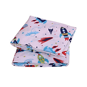 Bacati - Space Multicolor 2 Pack Crib Fitted Sheets Soft Breathable 100% Cotton Percale Baby Sheets - Fits Standard 28 x 52 Crib & Toddler Mattresses