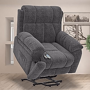 YONISEE Oversized Lift Chairs Recliner for Elderly with Massage and Heat, Overstuffed Wide Recliners, Electric Recliner Chairs for Adults, Heavy Duty and Safety Motion with 2 Concealed Cup Holders