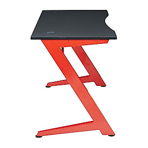 OSP Home Furnishings Beta Battlestation Gaming Desk with Bluetooth RGB LED Lights, Matte Red