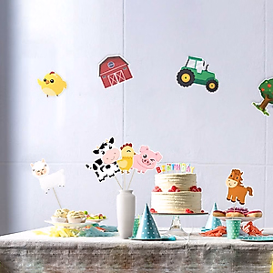 WERNNSAI 27PCS Farm Party Centerpieces Sticks - Farm Birthday Party Favors Decorations DIY Farm Animals Tractor Party Supplies Table Toppers Barnyard Cutouts Farm Theme Birthday Party Decors