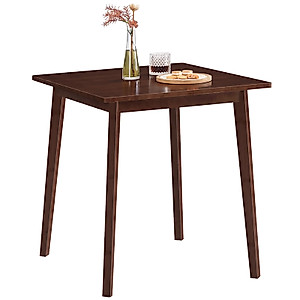 HOOBRO Bamboo Dining Table, Square Dining Table for 2, 27.6" Kitchen Table for Small Space, Writing Table, Easy to Assemble, for Dining Room, Living Room, Office, Kitchen, Apartment, Brown BR70CZ01
