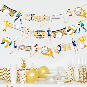 Volleyball Party Banners Volleyball Party Banner Decoration Volleyball Player Party Garlands for Volleyball Theme Birthday Party Decoration Baby Shower Supplies