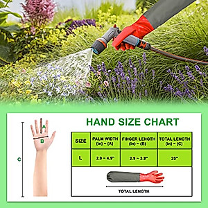 Fododo 25-inch Pond Gloves Long Waterproof Aquarium Gloves for Dishwasher and Pond Cleaning, Heavy Duty Long Rubber Gloves for Aquarium with Cotton Lining, Red