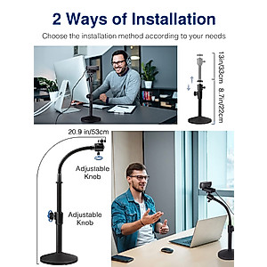 Puroma Webcam Stand Goose-Neck Mount Stand Upgraded Desktop Stand for Logitech Webcam C922 C930e C920S C920 C615 and Other Webcam with 1/4" Thread