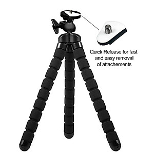 Acuvar 10” inch Flexible Tripod with Quick Release + Universal Rotating Mount for All Smartphones + Wireless Remote Shutter for Smartphones + an eCostConnection Microfiber Cloth