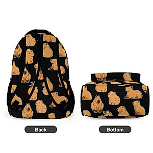 Ueshiramanu Capybara Backpack Gift for Kids Boys Girls Polyester Fashion School Bag Print Travel Stylish Laptop Bookbag Black