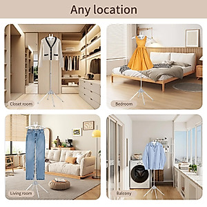 GDKJWIM Standing Clothes Steamer Hanger and Garment Ironing Gloves,Portable Folding Drying Rack for Clothes,Height-Adjustable Handheld,Grey