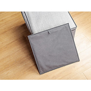 Gbdilo Storage Bin for Shelves, Fabric Closet Organizer Shelf Cube Box with Handle Home Office Storage Baskets, Medium, Gray, 3-Pack (39L)