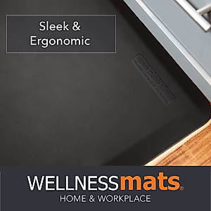 WellnessMats Original Collection Anti-Fatigue Floor Mat, Black, 36 in. x 24 in. x ¾ in. Polyurethane – Ergonomic Support Pad for Home, Kitchen, Garage, Office Standing Desk – Water Resistant,