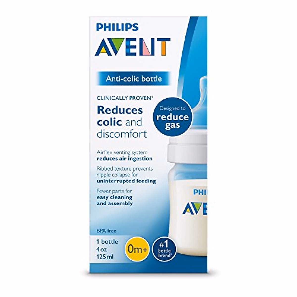 Philips AVENT Anti-Colic Baby Bottles Clear, 4 Oz