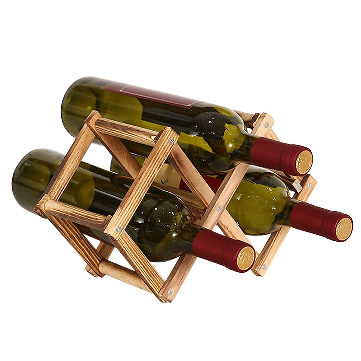 YTCYKJ Wood Wine Rack Freestanding, Wooden Stackable Countertop Wine Rack 3 Bottles Storage Holder Foldable Wine Bottle Display Shelf for Home Kitchen Bar Cabinets
