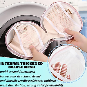 ZCYJHOT 2Pcs Underwear Laundry Bag with Zipper，Bra Washing Bag for Laundry Mesh，Honeycomb Mesh Laundry Bags for Delicates, Large Lingerie Wash Bag Pink(7.87in*7.87in)