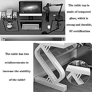 ZYCSKTL Desk Computer Table Modern Large Office Desk,Study Room Tempered Glass Desk, Bedroom Simple Writing Desk, Desktop Home Computer Desk, Easy to Install (Color : Pink, Size : 120 * 60 * 75cm)